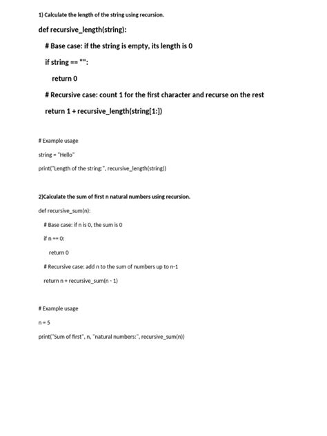 recursion questions pdf science and mathematics