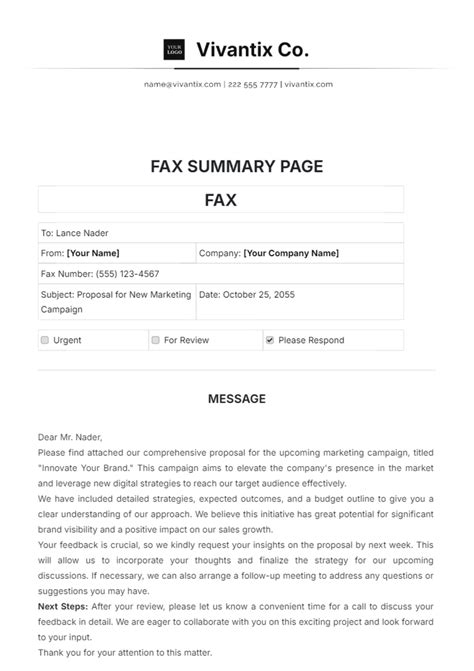 Free Fax Summary Page Template To Edit Online