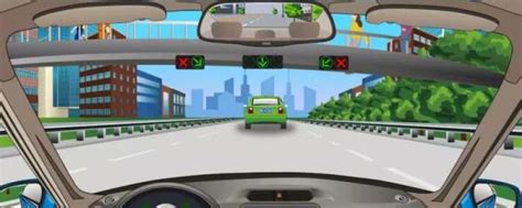 遇到图中这种有车道信号灯的路段，应该选择哪条车道行驶？ 2023科目一试题
