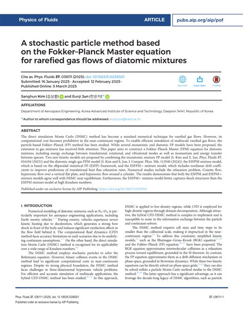 A Stochastic Particle Method Based On The Fokker Planck Master Equation For Rarefied Gas Flows