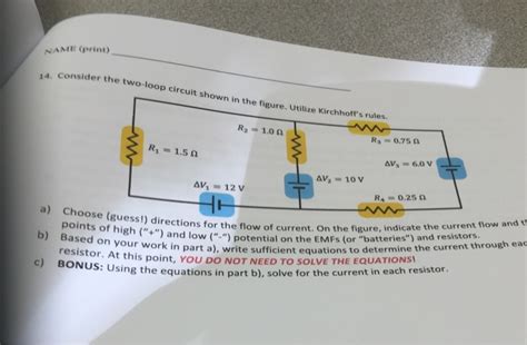 Solved Consider The Two Loop Circuit Shown M The Figure