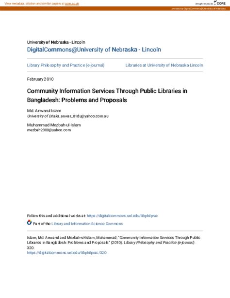 Pdf Community Information Services Through Public Libraries In Bangladesh Problems And Proposals