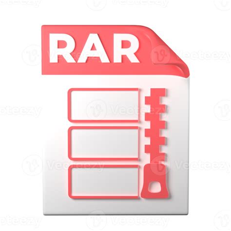 RAR File Type 3D Rendering On Transparent Background Ui UX Icon Design