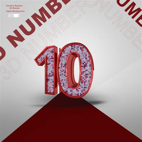 Premium Psd Red 3d Number 10