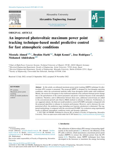 Pdf An Improved Photovoltaic Maximum Power Point Tracking Technique