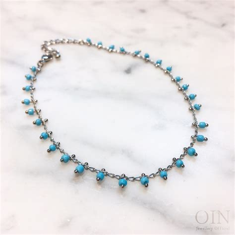 Oin Ankle Bracelet 스카이블루 비즈 체인 발찌실버발찌은발찌체인발찌여름발찌여성발찌여성발찌추천하늘색