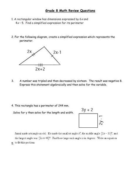 8th Grade Math Questions