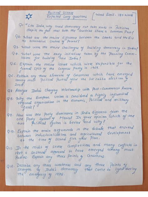 Most Expected Long Questions Pol Sci 12 D Pdf