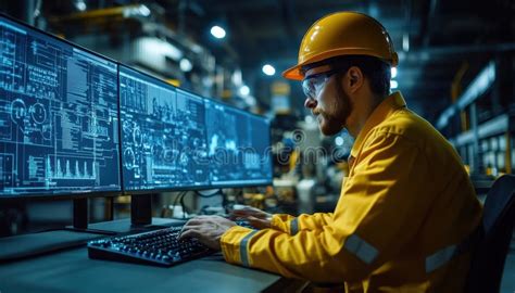 Engineer Working On Complex Data Analysis At Modern Industrial