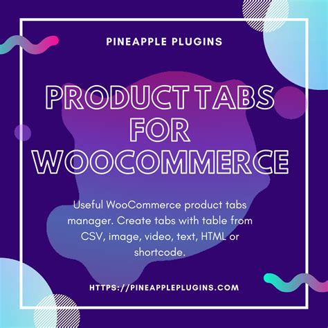 Product Tabs For Woocommerce Pineapple Plugins