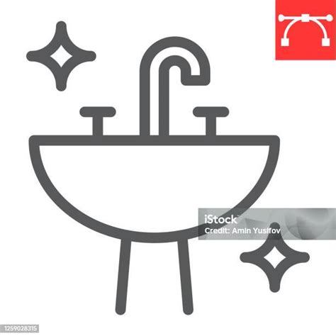 워시바신 라인 아이콘 위생 및 욕실 소독 싱크대 기호 벡터 그래픽 편집 가능한 스트로크 선형 아이콘 Eps 10 가정 생활에 대한 스톡 벡터 아트 및 기타 이미지 Istock