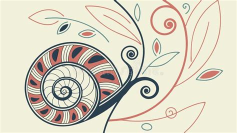 Elegant Organic Spiral With Leaves Illustration Nature Design Vector