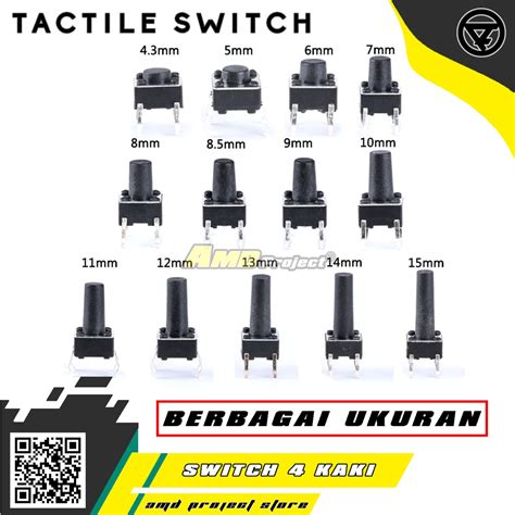 Jual Tactile Switch Push Button 6x6x5mm Tombol 4 Kaki Push On Kecil PB Shopee Indonesia