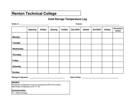 Free Printable Temperature Log Templates Excel Word PDF Refrigerator Freezer