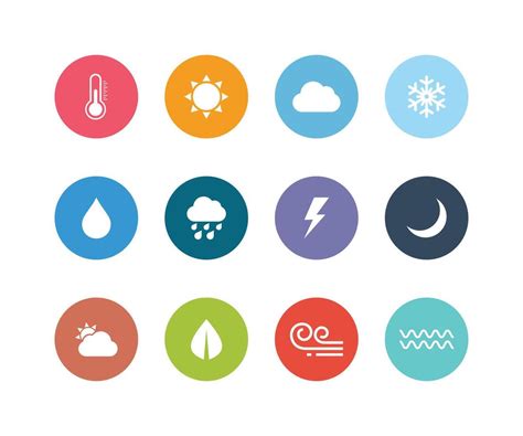 Weather Flat Icon Set Vector Weather Conditions Icons 41855728 Vector