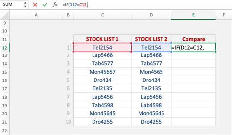 Compare Two Lists In Excel For Matches With The Match Function