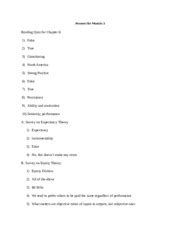 MODULE Answers Answers For Module Reading Quiz For Chapter False True Gainsharing