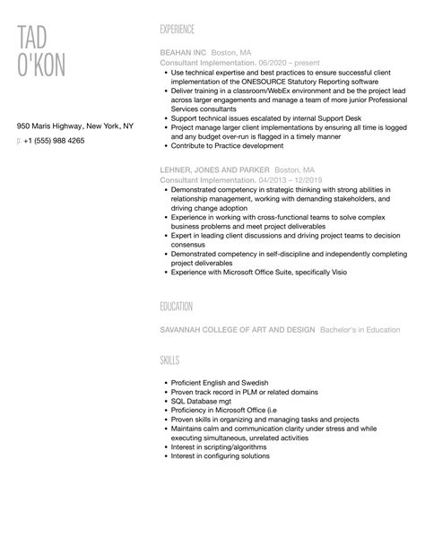 Consultant Implementation Resume Samples Velvet Jobs