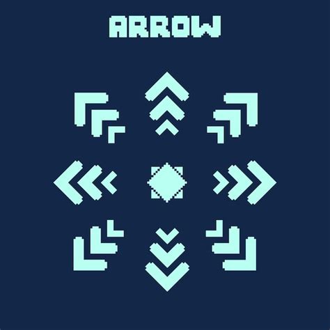 픽셀 아트 화살표 아이콘 세트 프리미엄 벡터