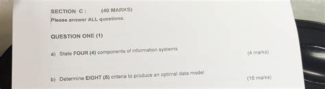 Solved Section C 40 Marks Please Answer All Questions