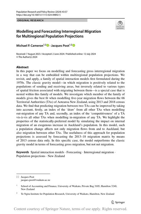 Pdf Modelling And Forecasting Interregional Migration For Multiregional Population Projections