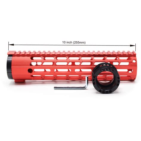 Trirock Red 10 Inches Ultralight Free Float Keymod Handguard For 308 7 62 Rifle With Rail Mount