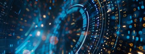 Premium Photo Technological Network Hub With Streaming Binary Code