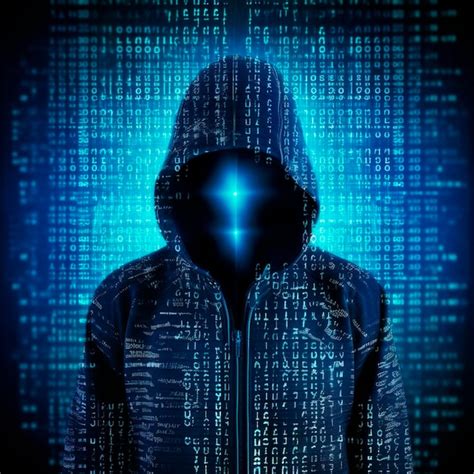 Premium Ai Image Hacker Standing Among Illuminated Servers Generative Ai