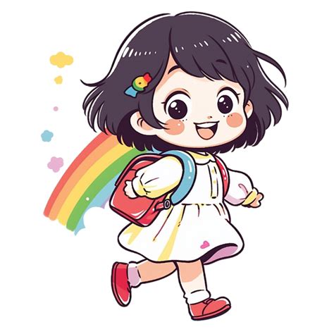 千库网小女孩背着书包开学季卡通手绘元素元素编号13683505