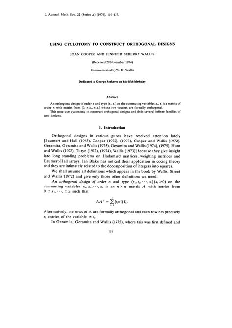 Pdf Using Cyclotomy To Construct Orthogonal Designs