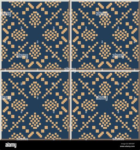 Ceramic Tile Pattern Square Mosaic Cross Check Geometry Oriental Interior Floor Wall Ornament