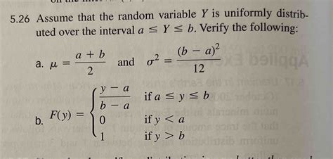 solved 5 26 ﻿assume that the random variable y ﻿is uniformly