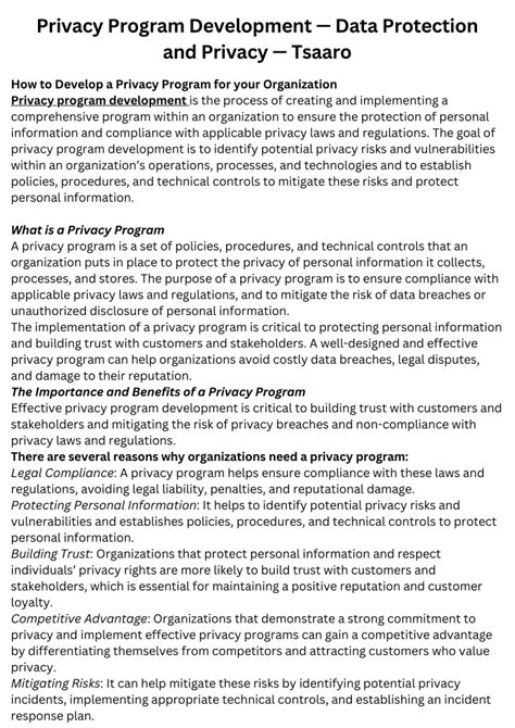 Ppt Privacy Program Development — Data Protection And Privacy — Tsaaro Powerpoint Presentation
