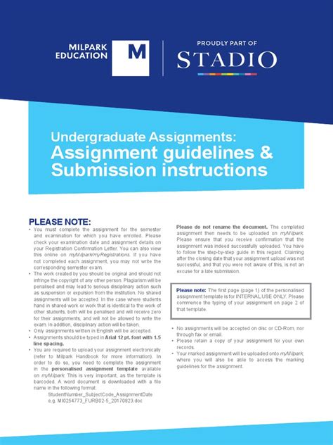 A Assignment Guidelines And Submission Instructions 2017 Undergraduates