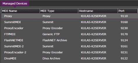 MDI Configuration Settings