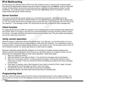 Ipv4 Multicasting For This Project You Will Write