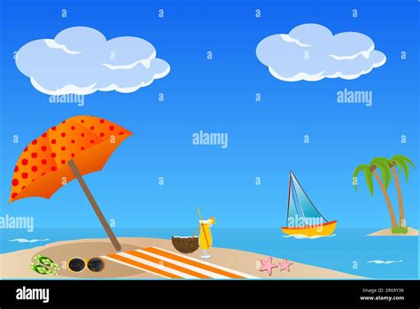 Beautiful Sandy Sea Beach Stock Vector Images Alamy