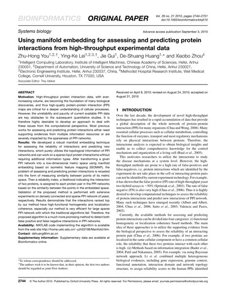 Pdf Using Manifold Embedding For Assessing And Predicting Protein