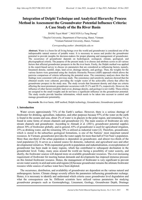Pdf Integration Of Delphi Technique And Analytical Hierarchy Process Method In Assessment The