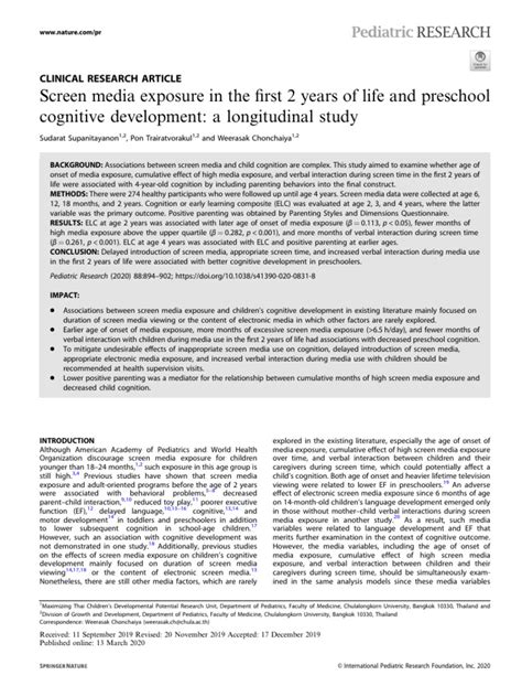 Screen Media Exposure In The First 2 Years Of Life And Preschool