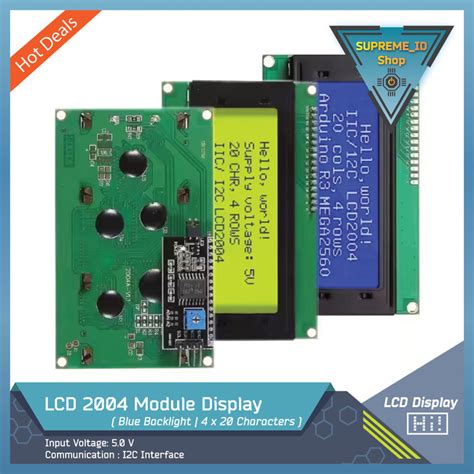 Jual Lcd2004 I2c Iic Lcd 4 X 20 Characters 2004 Blue Green Screen Backlight Module Kit 5v