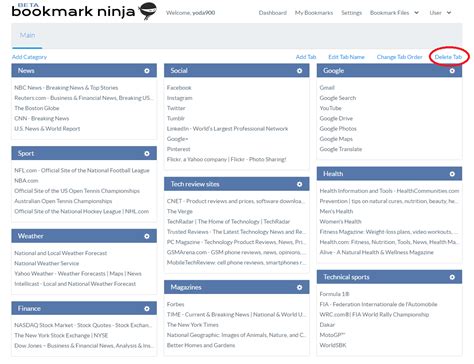Bookmark Ninja Improvement In Deleting Tabs