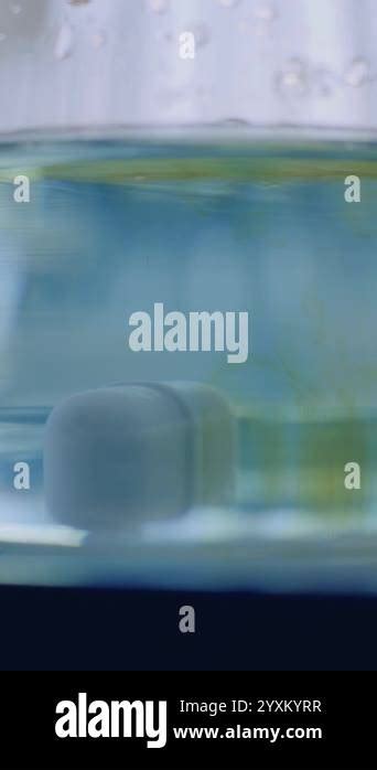 Vertical Shot Scientist Chemist Pours Liquid In Glass Flask Close Up Of Magnetic Stirrer