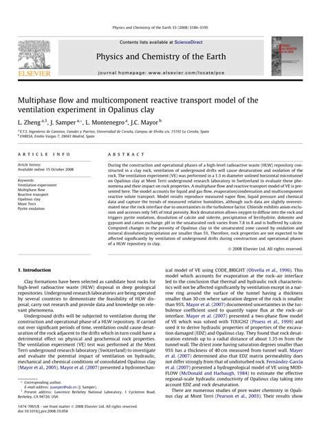 Pdf Multiphase Flow And Multicomponent Reactive Transport Model Of