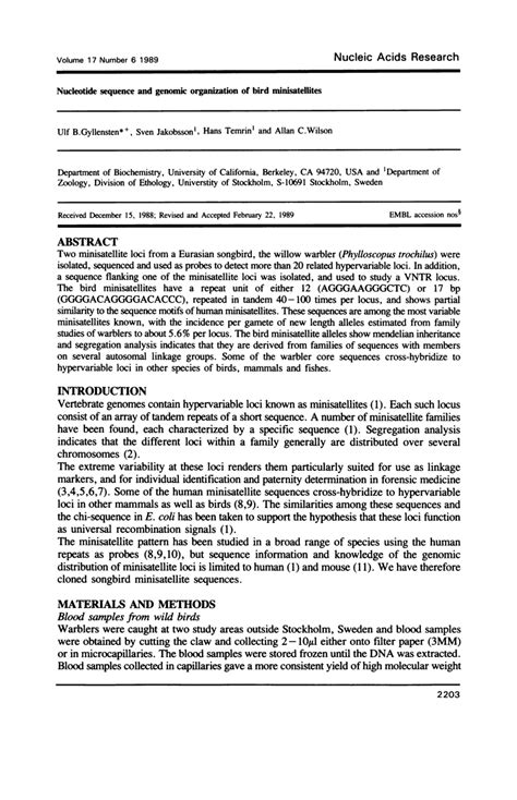 Pdf Nucleotide Sequence And Genome Organisation Of Bird Minisatellites