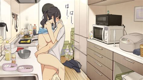 Rule 34 1boy Black Hair Bottle Bowl Brown Hair Everyday Setting Female Food Frying Pan Indoors