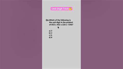 Unit Digit Tricks🔥 Unit Digit Concept Shorts Youtube