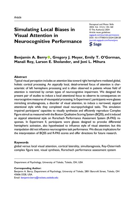 Simulating Local Biases In Visual Attention In Neurocognitive Performance Request Pdf
