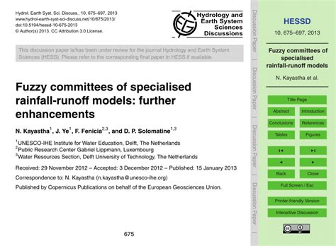 Pdf Fuzzy Committees Of Specialised Rainfall Runoff Models Further