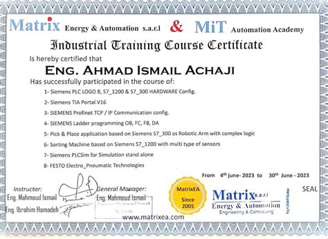 ahmad achaji on linkedin certificate automation plcprogramming plc siemens